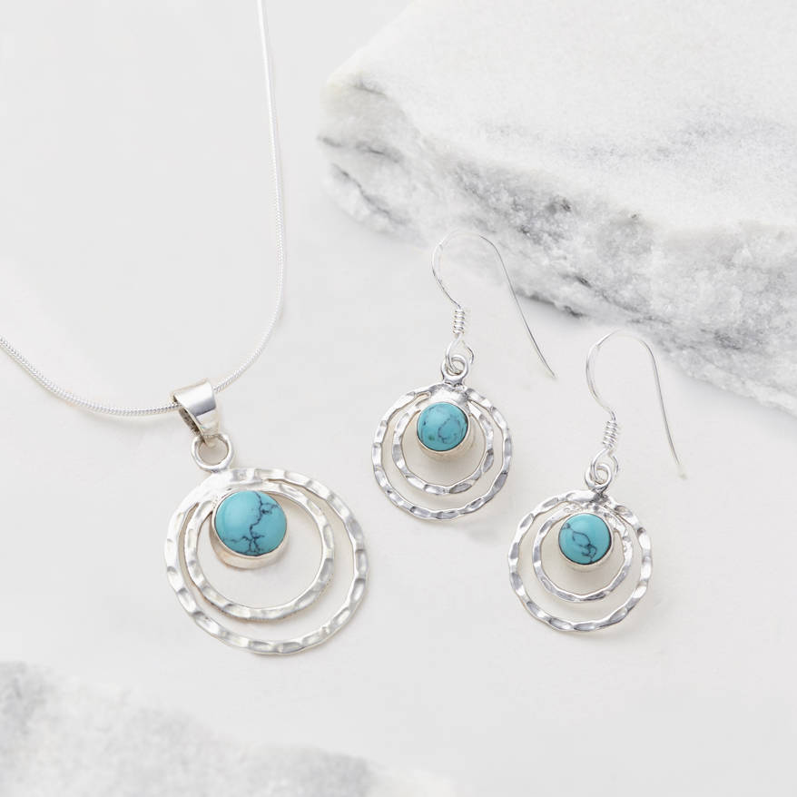 turquoise infinity universe necklace and earring set by charlotte's web ...