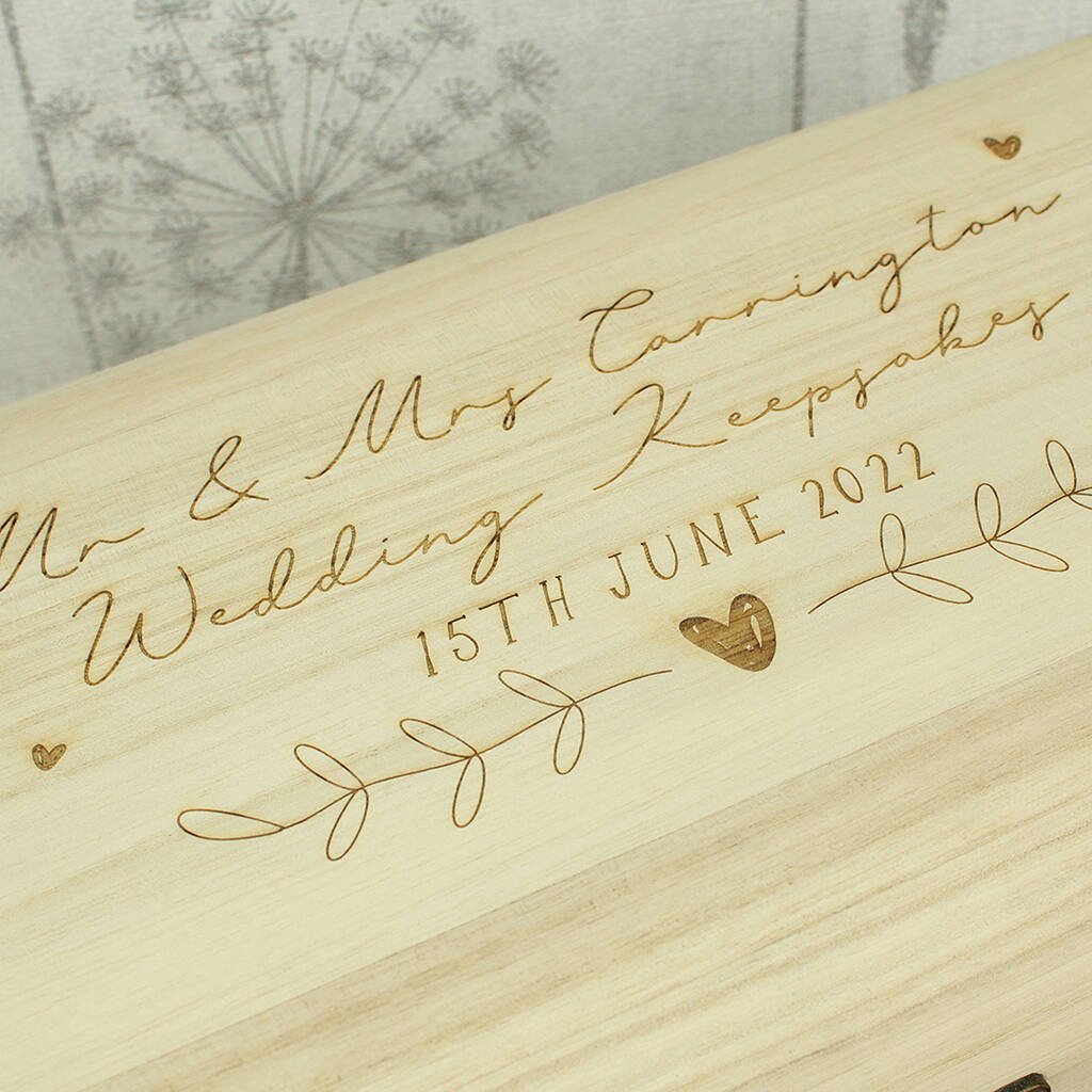 Personalised Engraved Wooden Wedding Keepsake Chest By Dreams To ...
