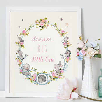 personalised garden wreath nursery print by daisy & bump nursery art ...