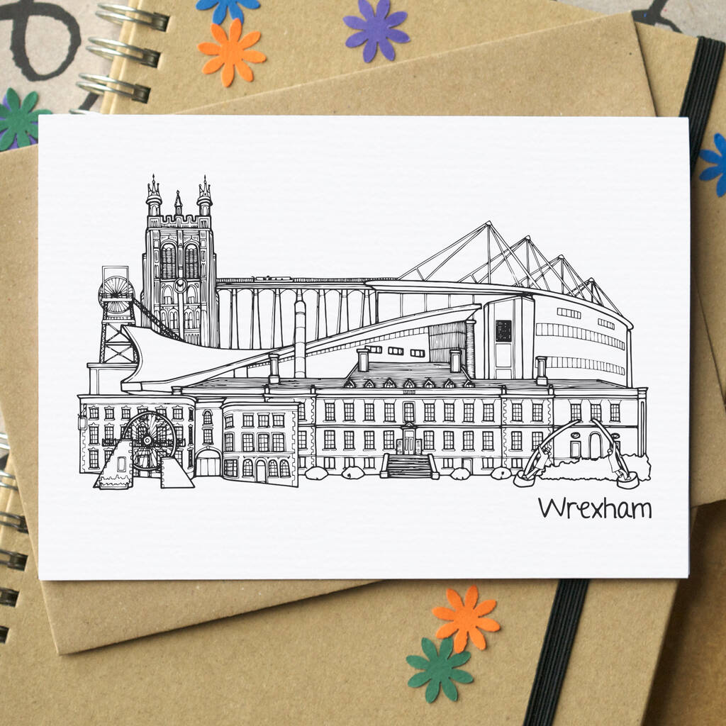 Wrexham Skyline Art Print Unframed By Becka Griffin Illustration ...