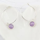 silver semi precious stone hoop earrings by lucy kemp silver jewellery ...