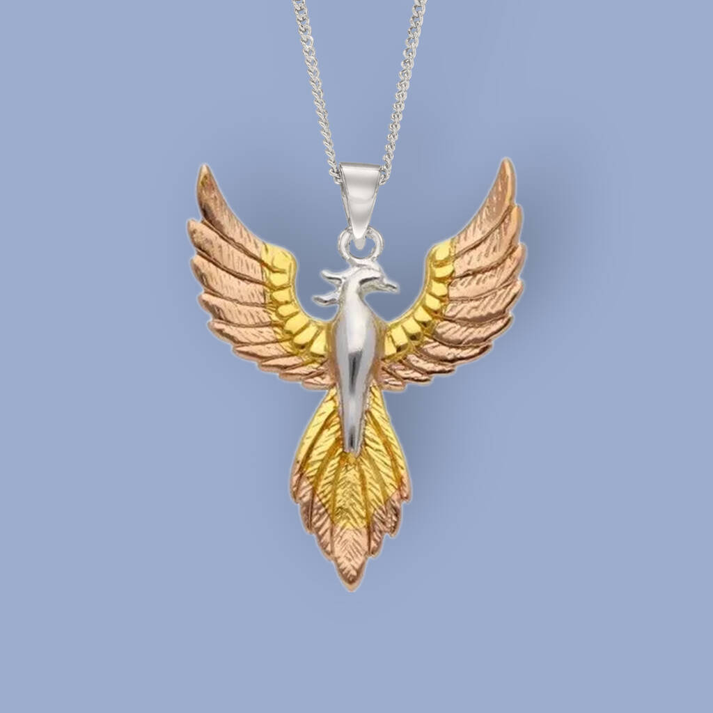 Rising Phoenix Necklace In 18ct Mixed Gold Plate By Songs of Ink and ...