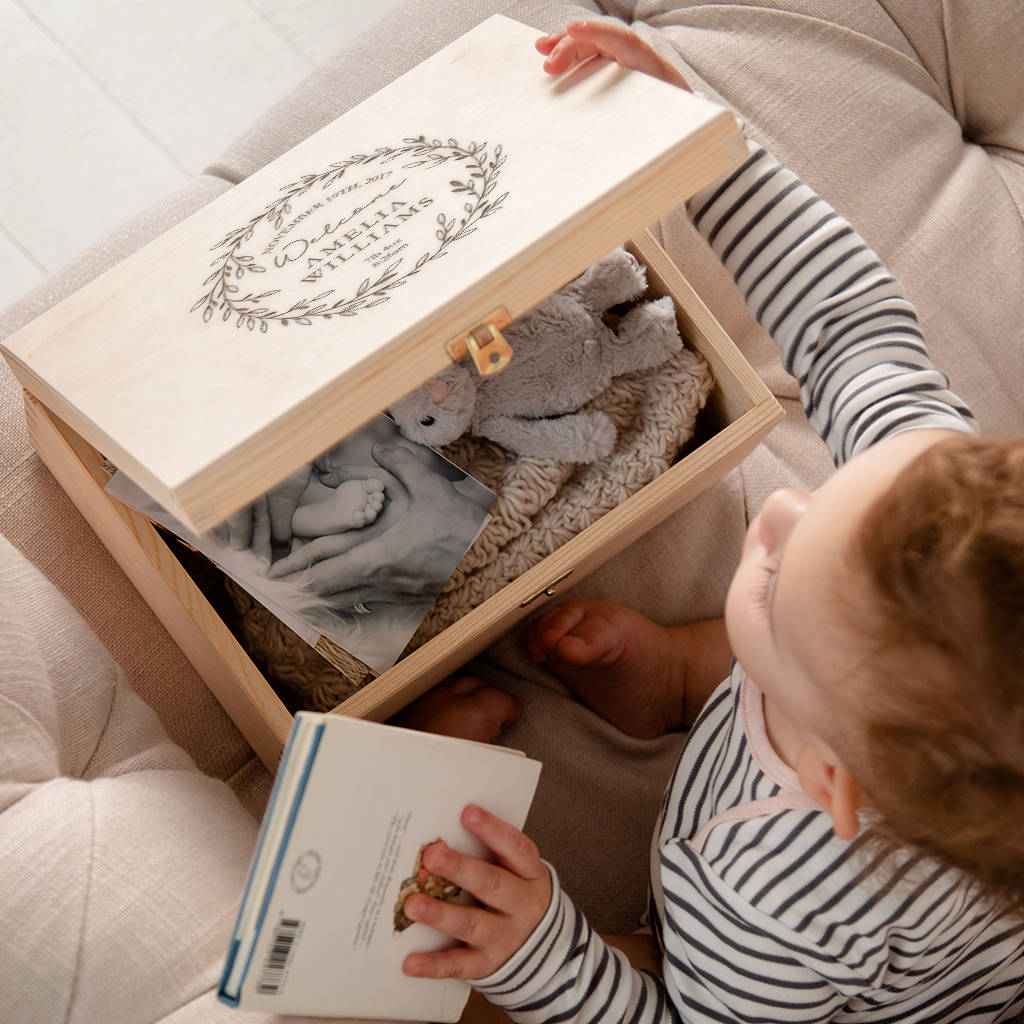 Personalised Baby Girl Keepsake Box Memory Box By Dust And Things