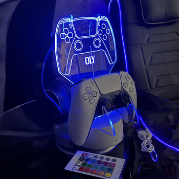 Neon Blue Games Controller And Headset Stand By Dreams To Reality ...