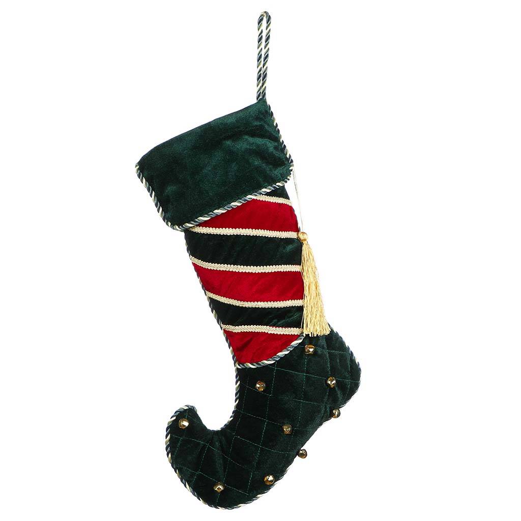 Personalised Green Velvet Jingle Bell Elf Stocking By Dibor ...