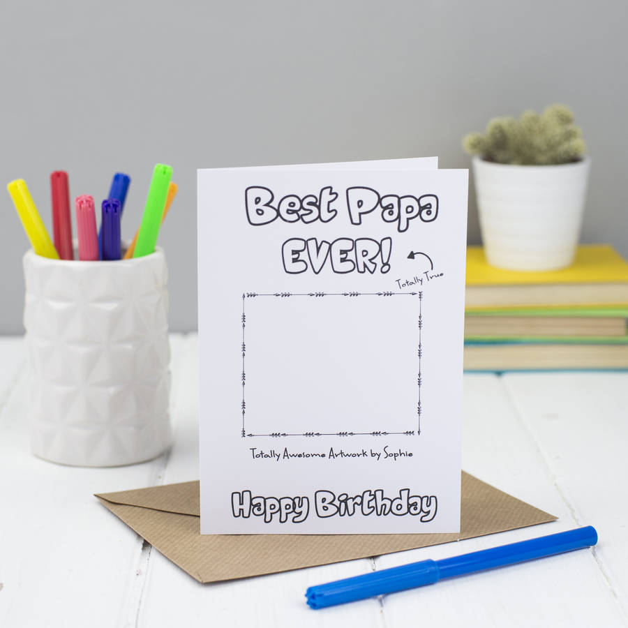 Personalised Happy Birthday Papa Colouring In Card By Make With Mum 