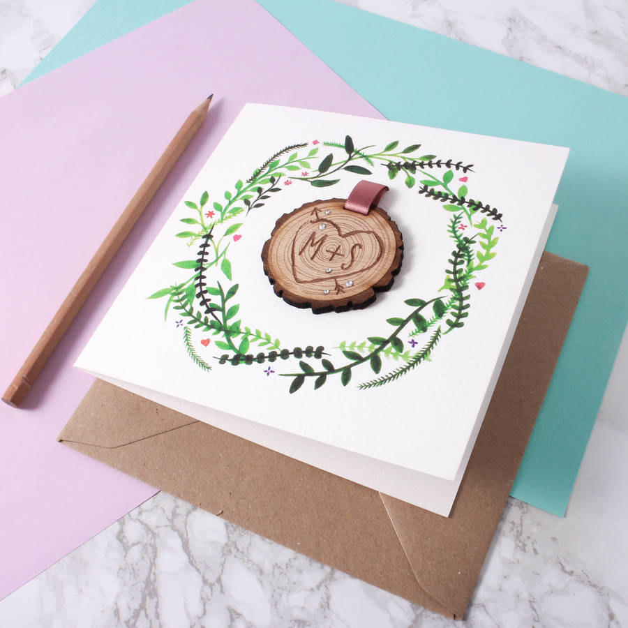 engraved tree slice keepsake card by no ordinary gift company ...