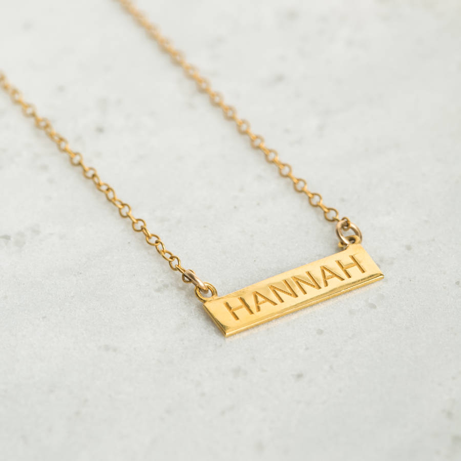 personalised 18ct gold nameplate plaque necklace by lily & roo ...