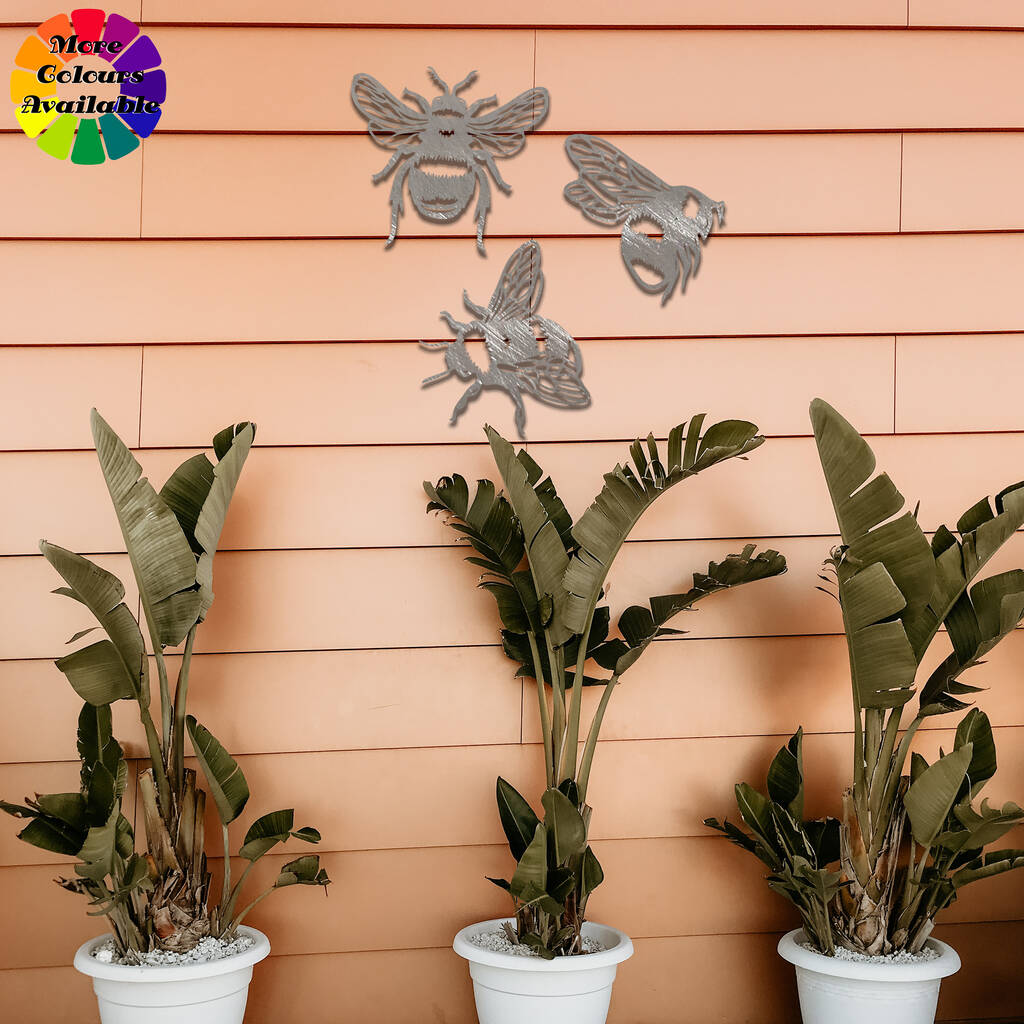 Set Of Three Metal Bees Rusty Metal Art Gardener Gift By Duke Craft ...