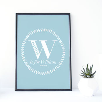 personalised baby name print boy / blue by wink design ...