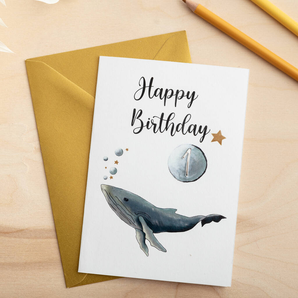 Personalised Whale Birthday Card With 3d Age By Funky Laser