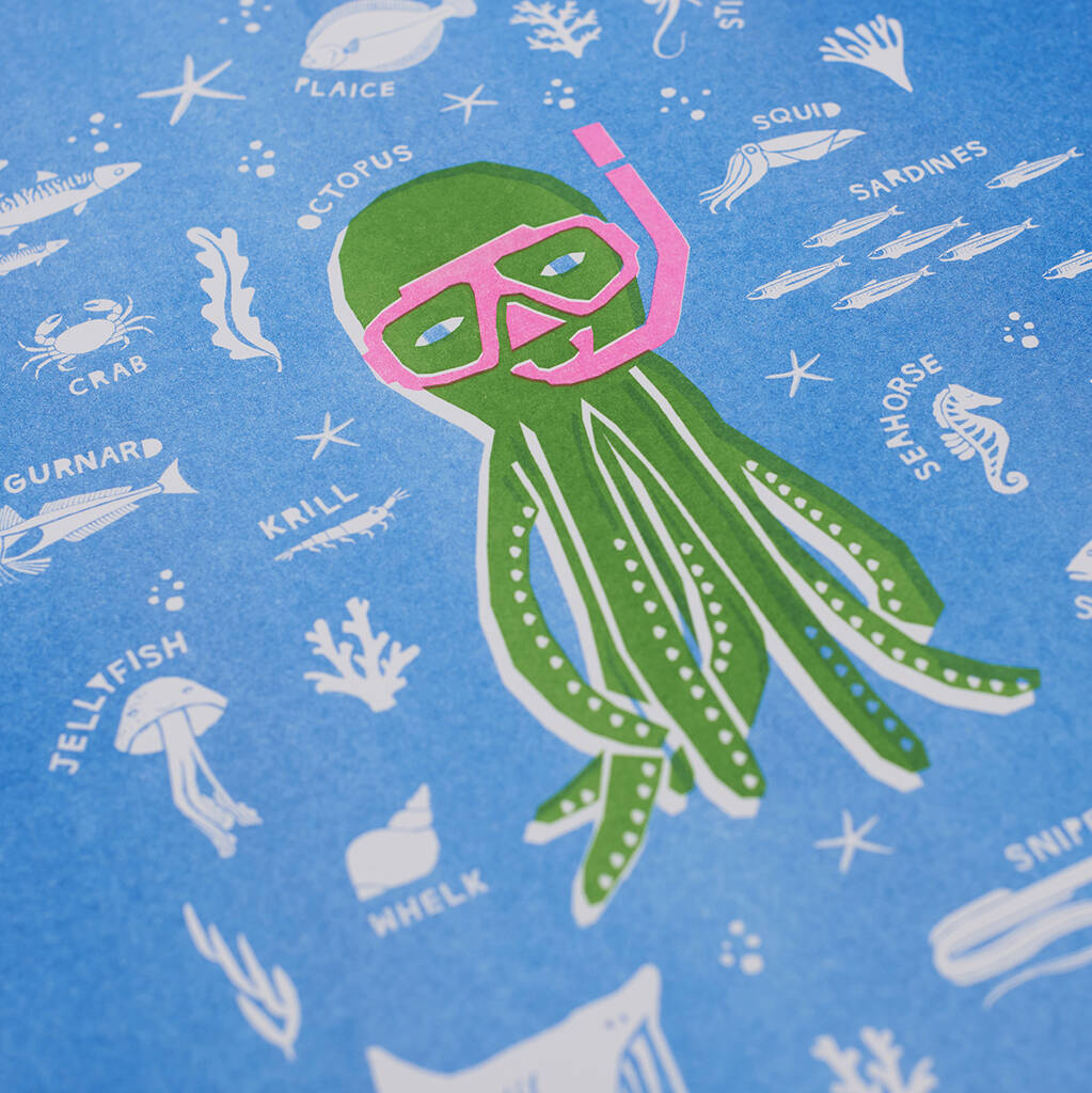 Guide To British Sea Life, Riso Art Print By Bella + Phoenix ...