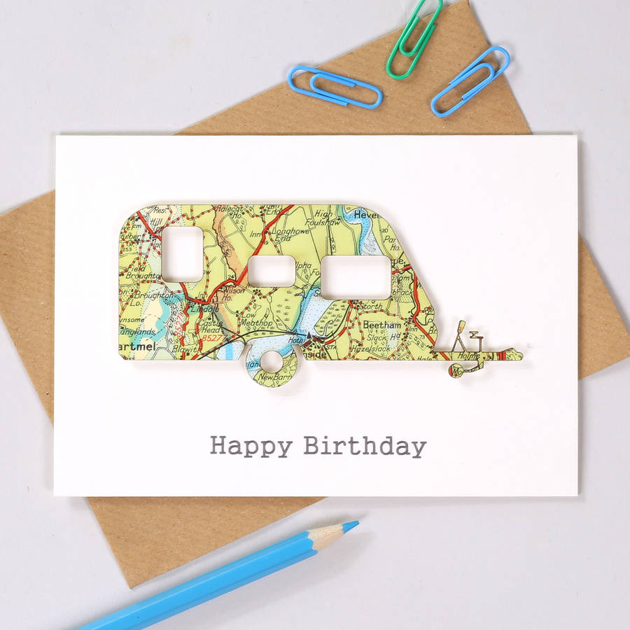 personalised map caravan birthday card by bombus | notonthehighstreet.com