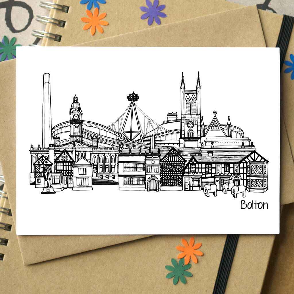 Bolton Skyline Art Print Unframed By Becka Griffin Illustration ...
