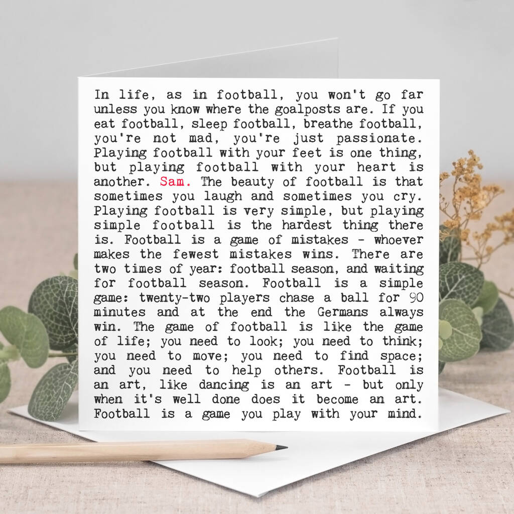 Football Card By Coulson Macleod | notonthehighstreet.com