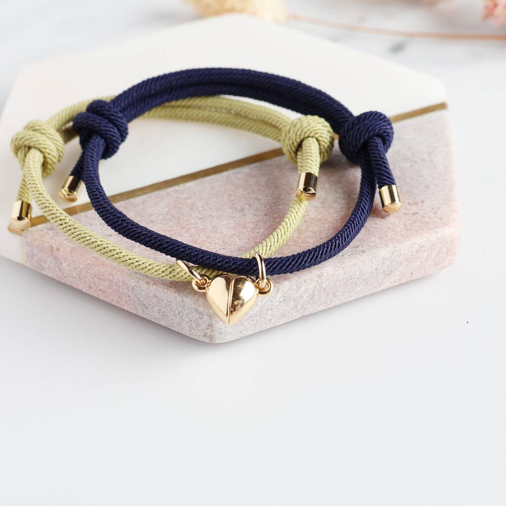 Couples Magnetic Heart Corded Bracelet Set By Mudita Bracelets