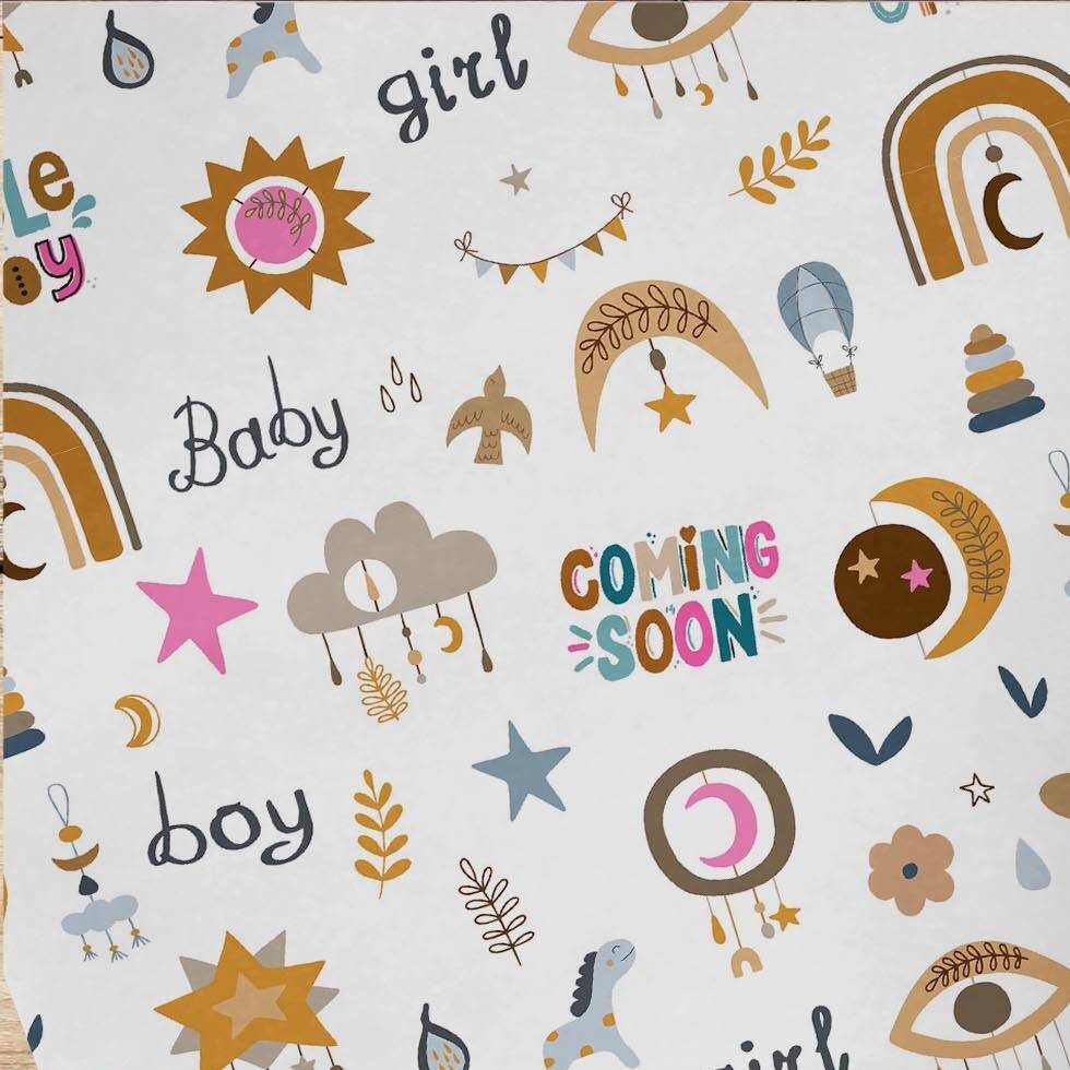 Baby Shower Gift Wrapping Paper Roll Or Folded By The Wrapping Paper ...