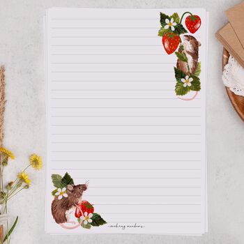 A5 Letter Writing Paper With Mice And Strawberry By Making Meadows ...
