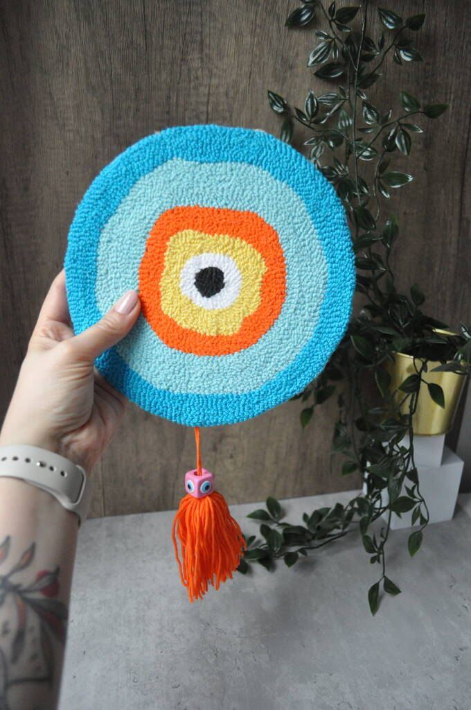 Vibrant Evil Eye Tufted Wall Art By TheMellys