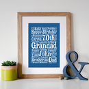 personalised 70th birthday word art gift by hope and love ...