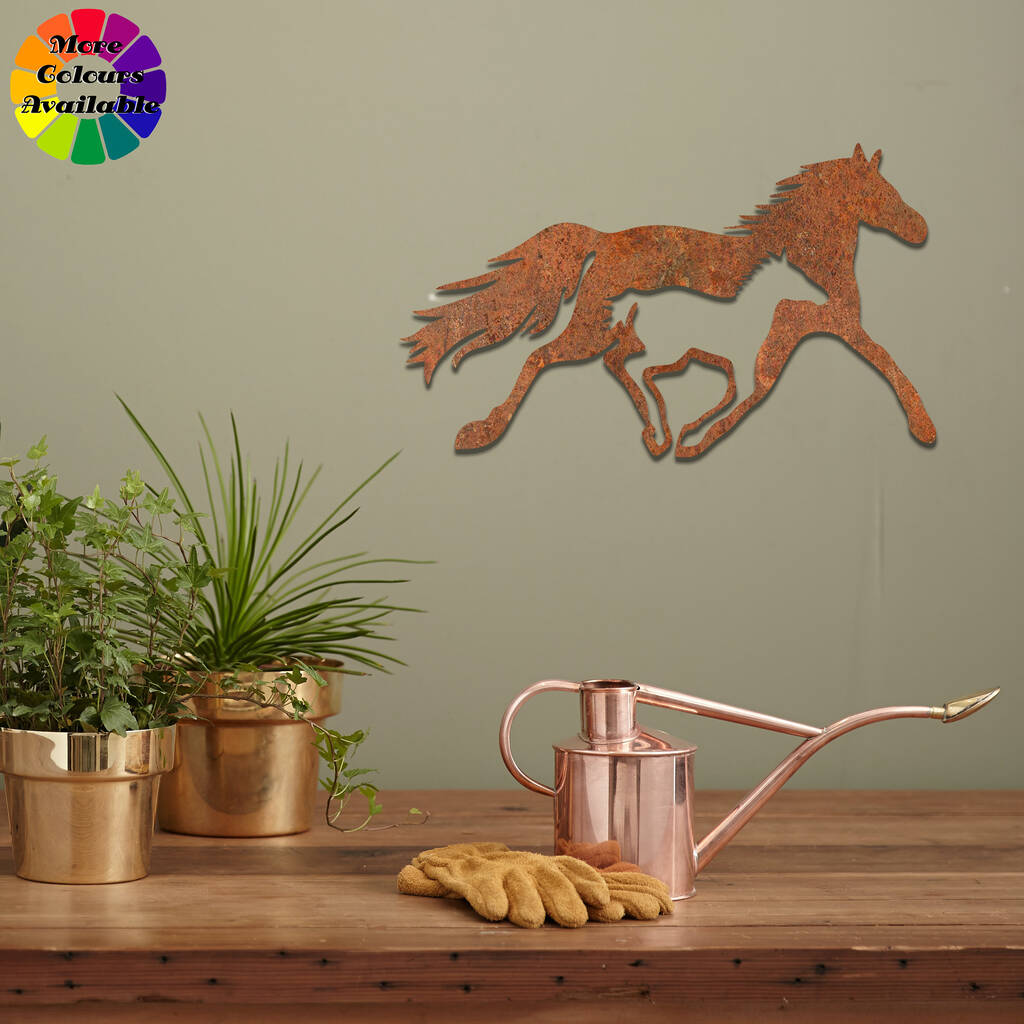 Rusted Metal Galloping Horses Stables Decor Art By Duke Craft ...