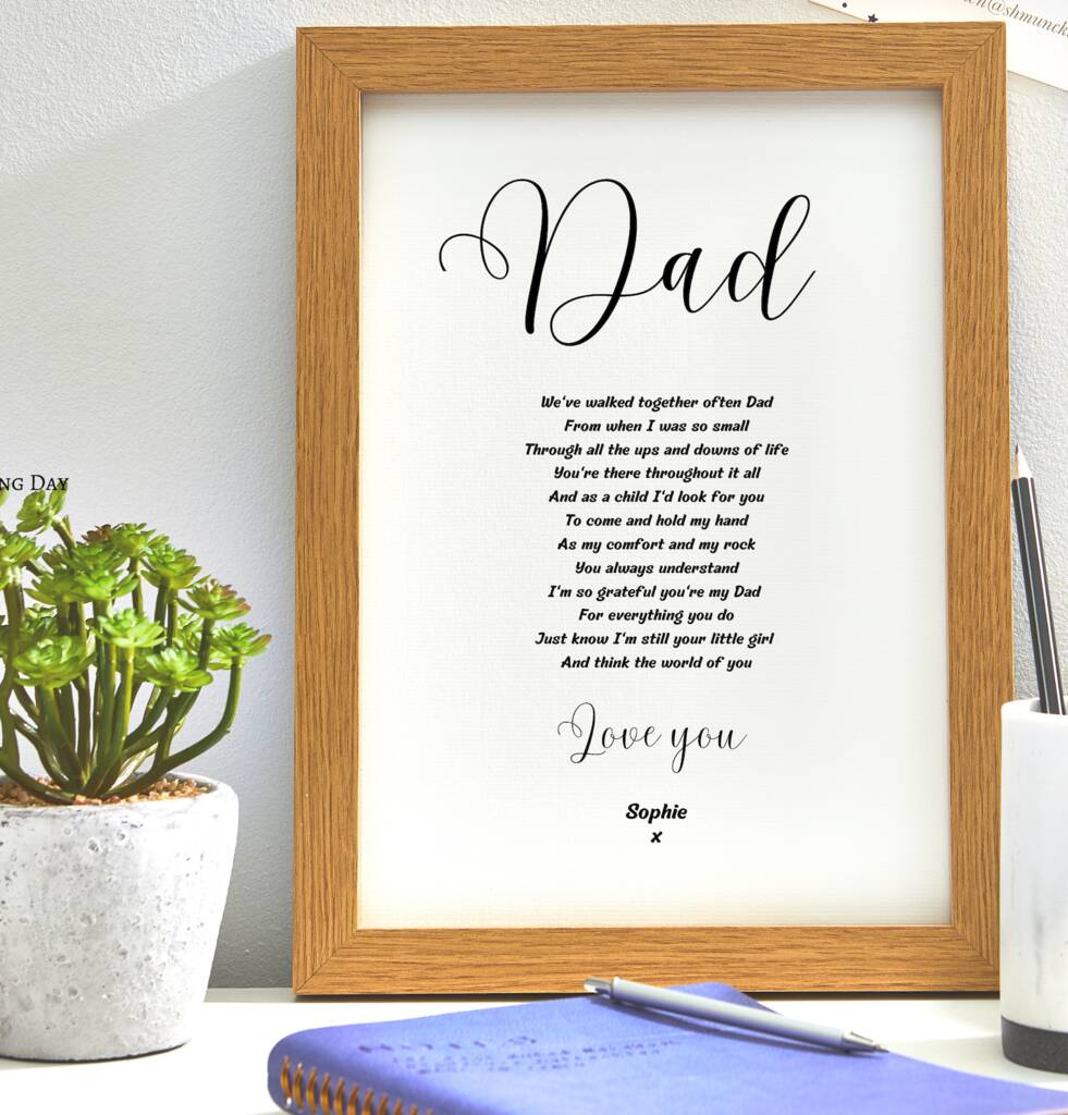 Personalised Dad Christmas Gift, Unframed Poem Print By shmuncki ...