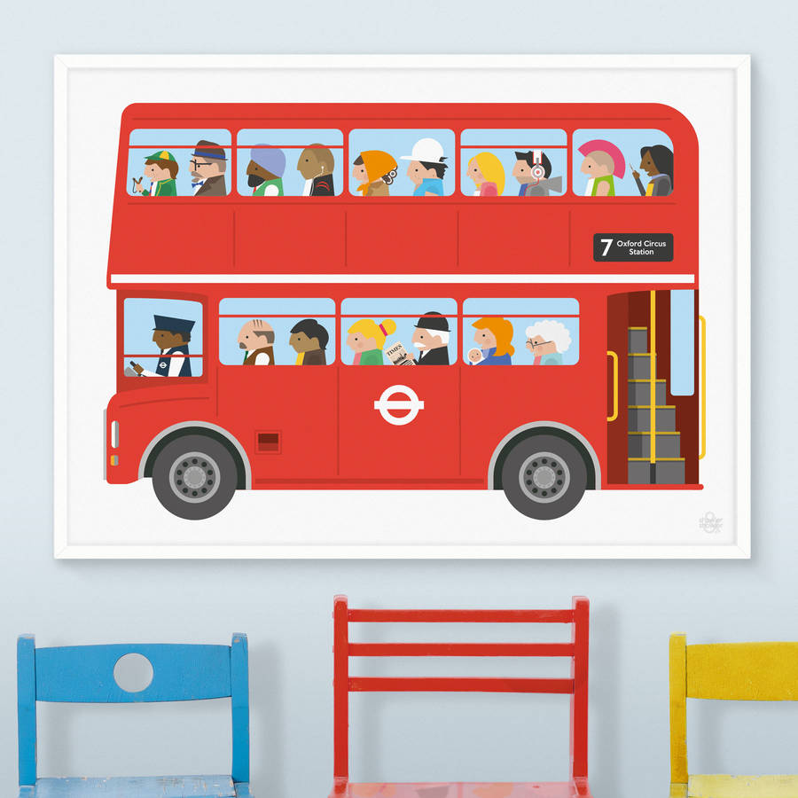 Red London Bus Print By Showler and Showler | notonthehighstreet.com