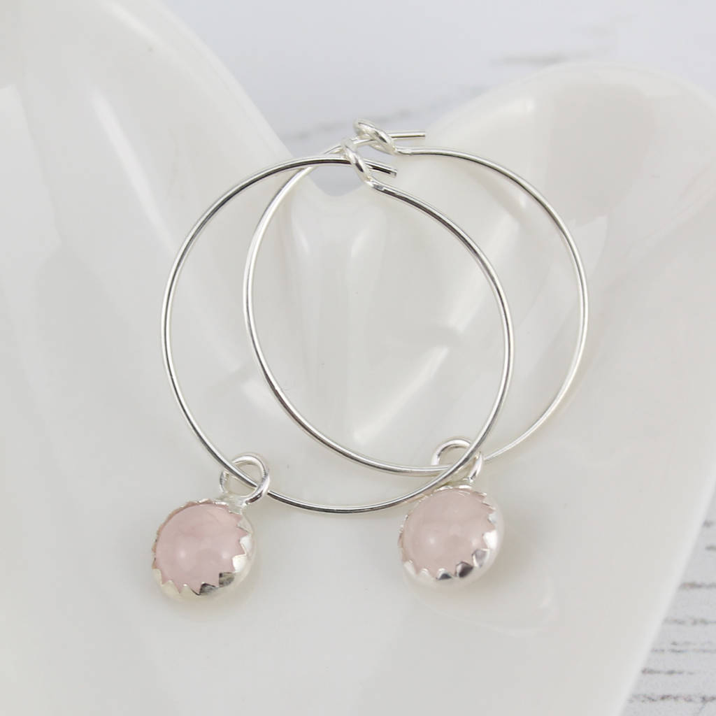 Sterling Silver And Semi Precious Stone Hoop Earrings By Lucy Kemp ...
