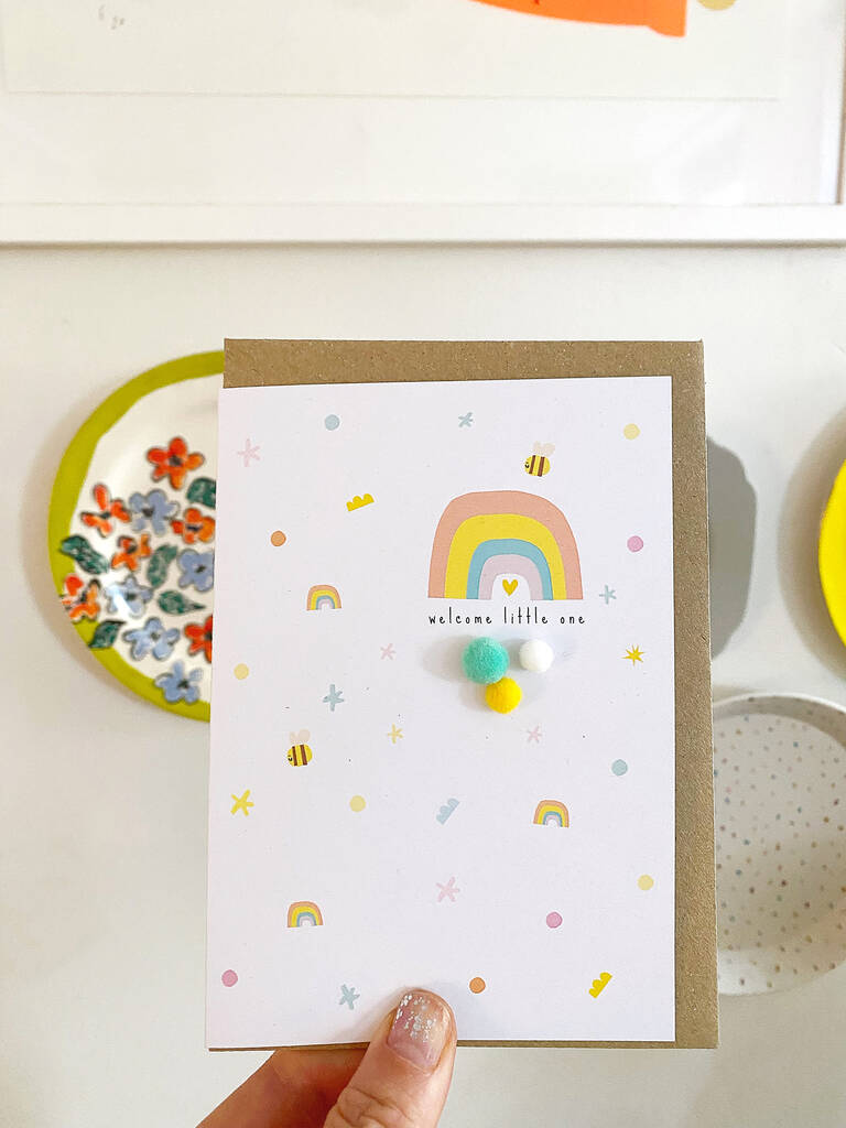New Baby Rainbow Greeting Card By Squirrelbandit