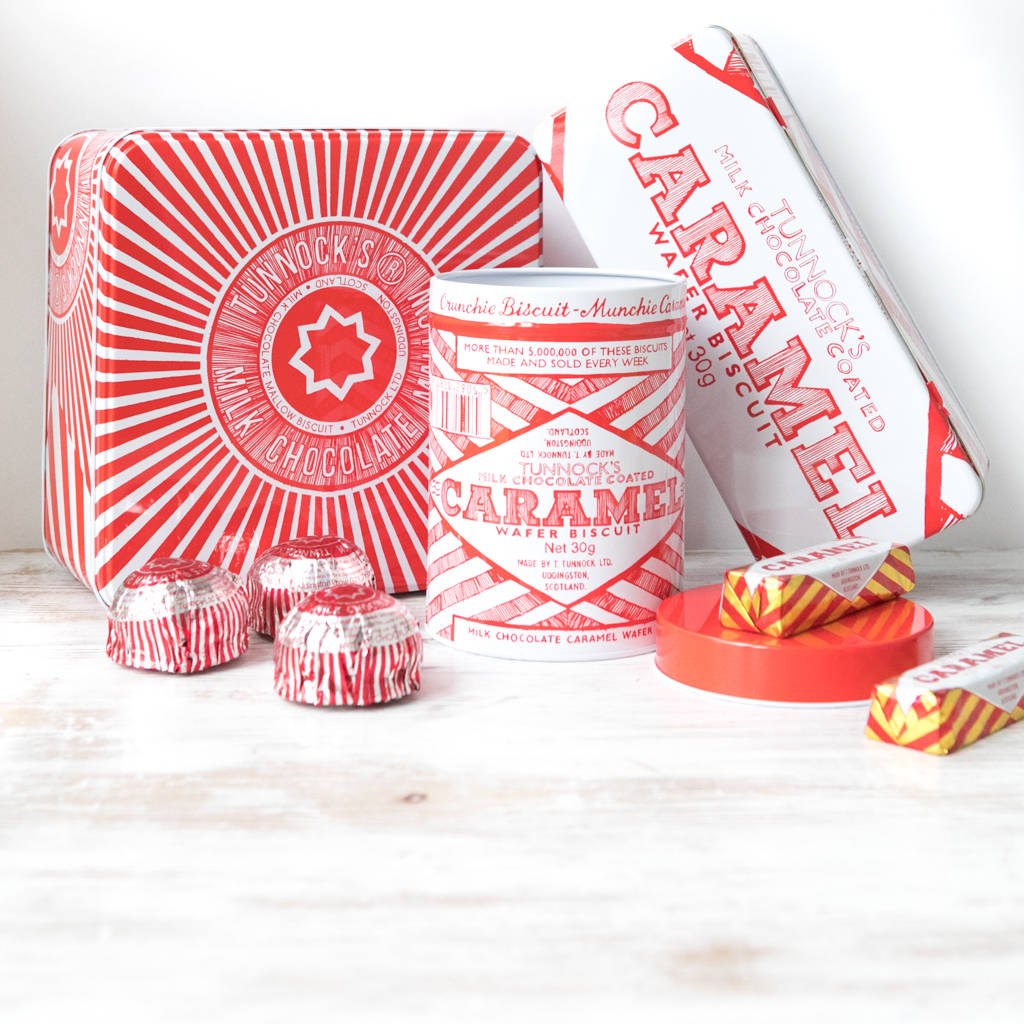 retro caramel wafer red biscuit tin by gillian kyle gift & home ...