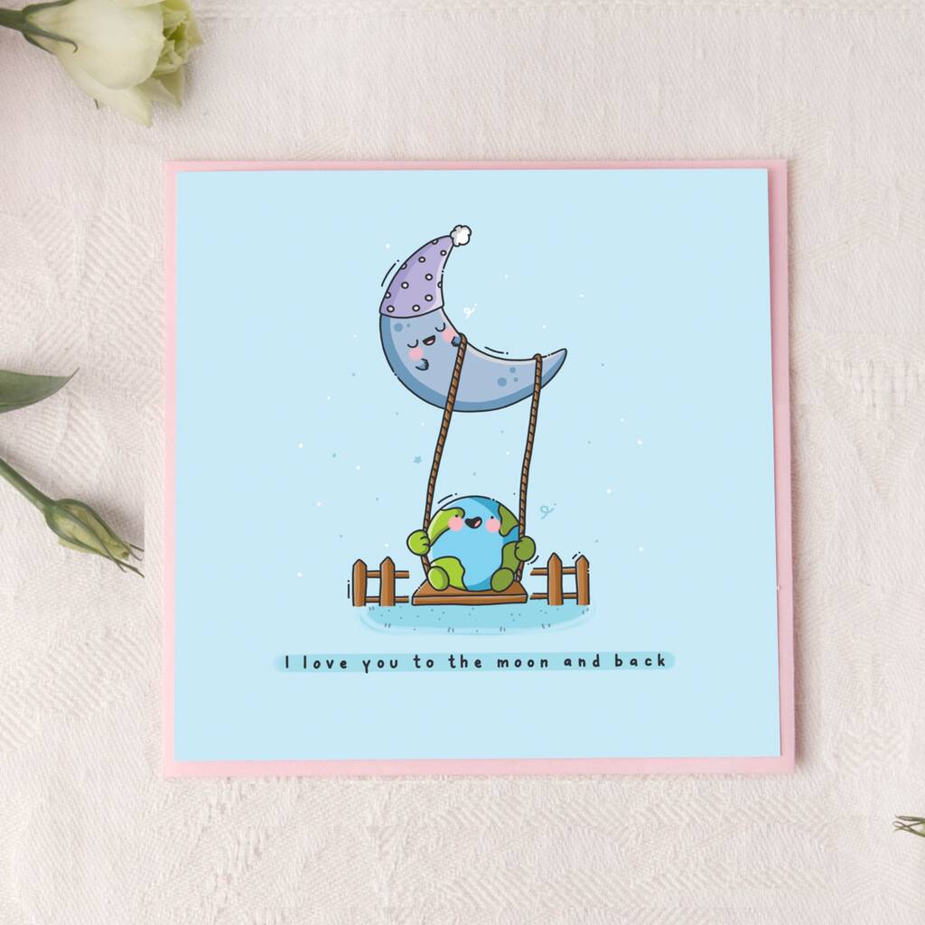 Cute Moon Greetings Card By Toastedink