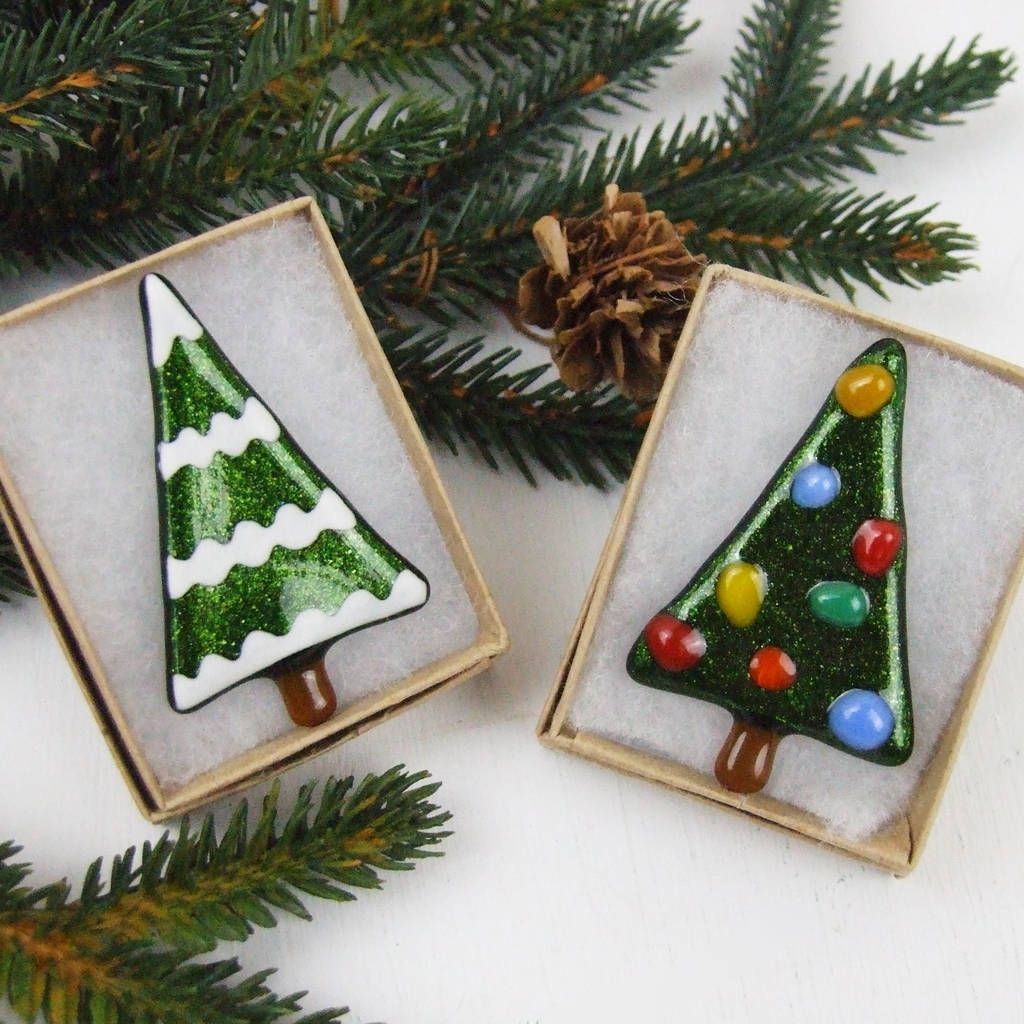 handmade glass christmas tree brooch by jessica irena smith glass ...
