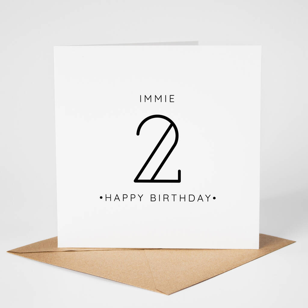Simple Personalised 2nd Birthday Card By Lunella