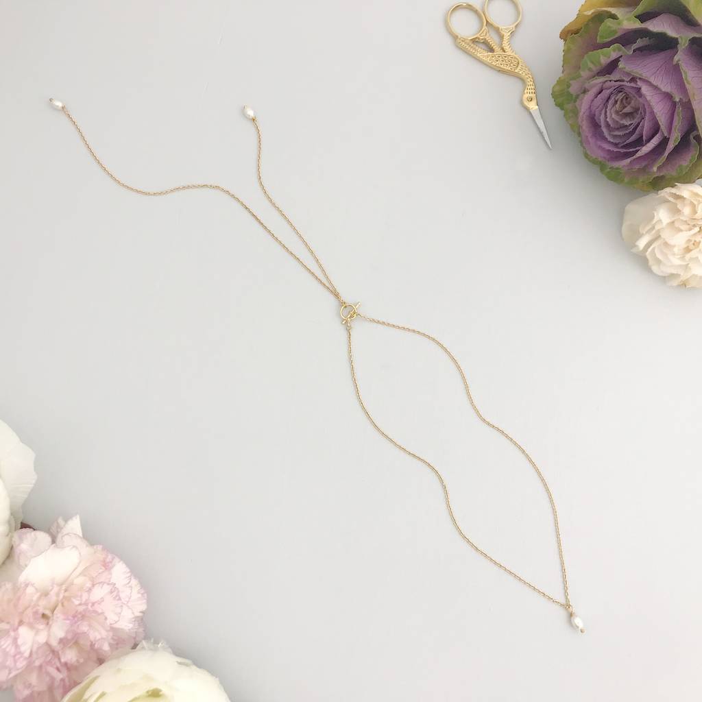 pearl back drop necklace lariat for wedding by britten weddings ...