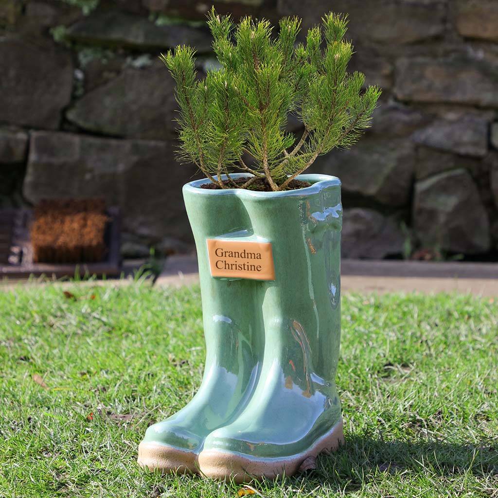 Personalised Garden Welly Boots Planter By Dibor | notonthehighstreet.com