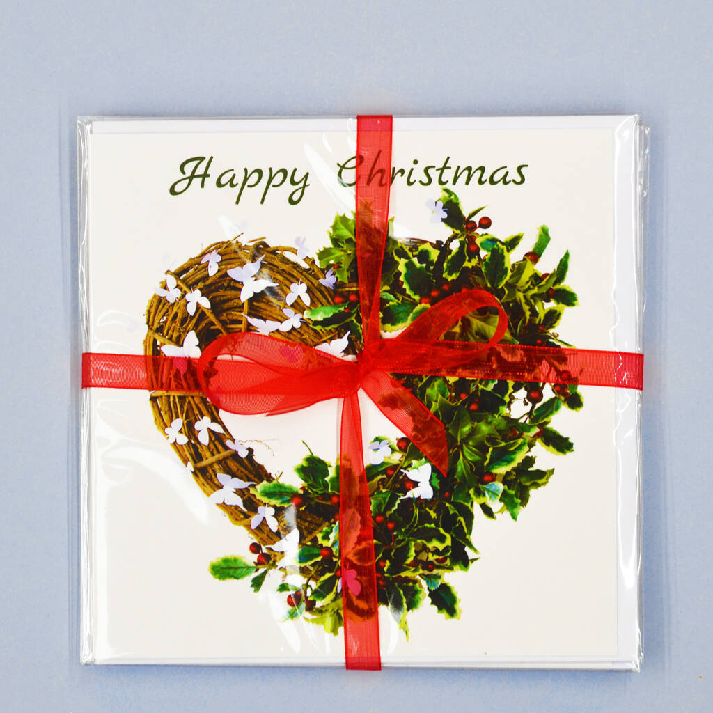 Butterfly Holly Christmas Card Pack, Five Xmas Cards By Inkywool ...