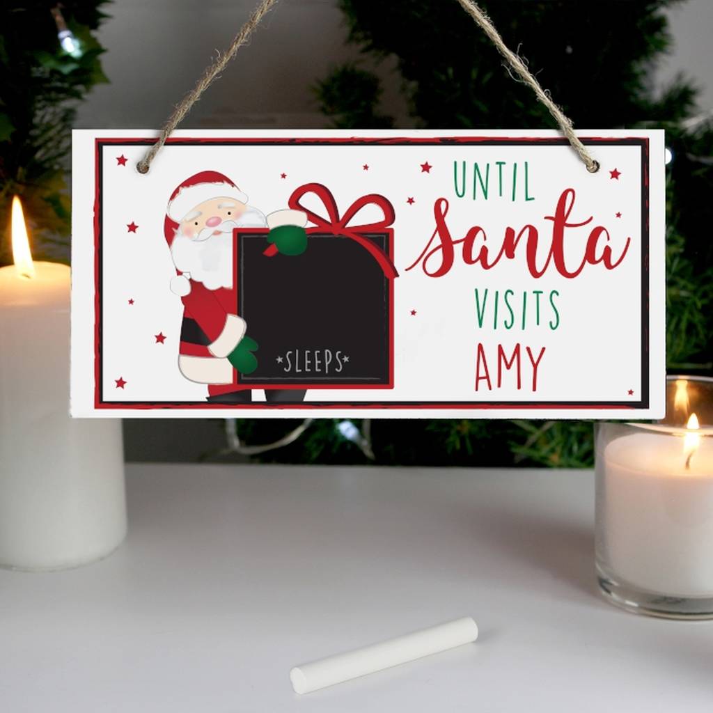 Personalised Santa Count Down Wooden Sign By Bella Personalised Gifts