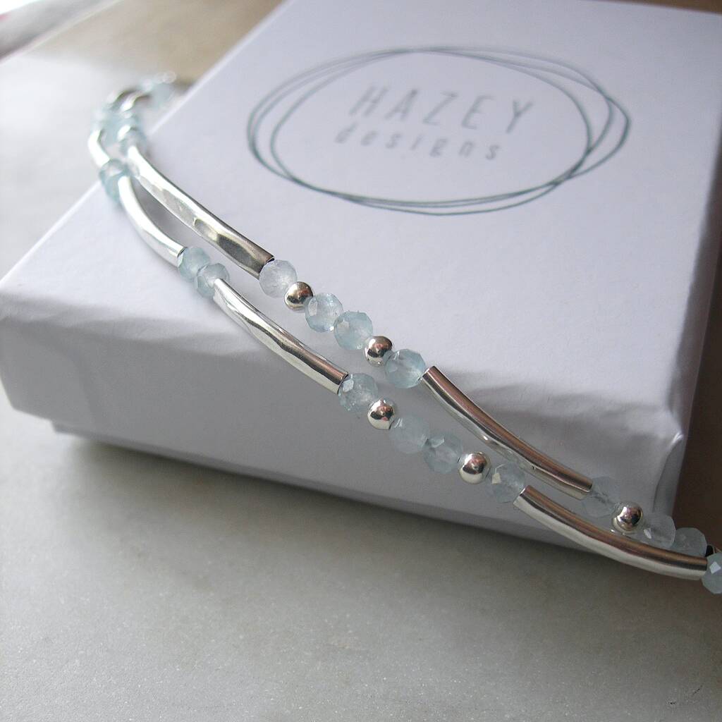 Aquamarine And Silver Double Stranded Bracelet By Hazey Designs ...