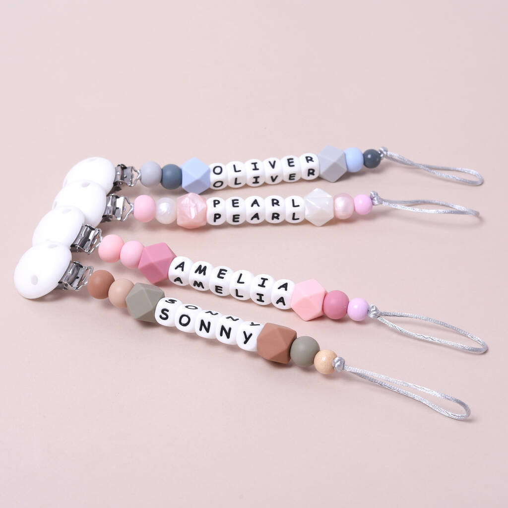 Personalised Silicone Dummy Clip By Pops and Dudes | notonthehighstreet.com