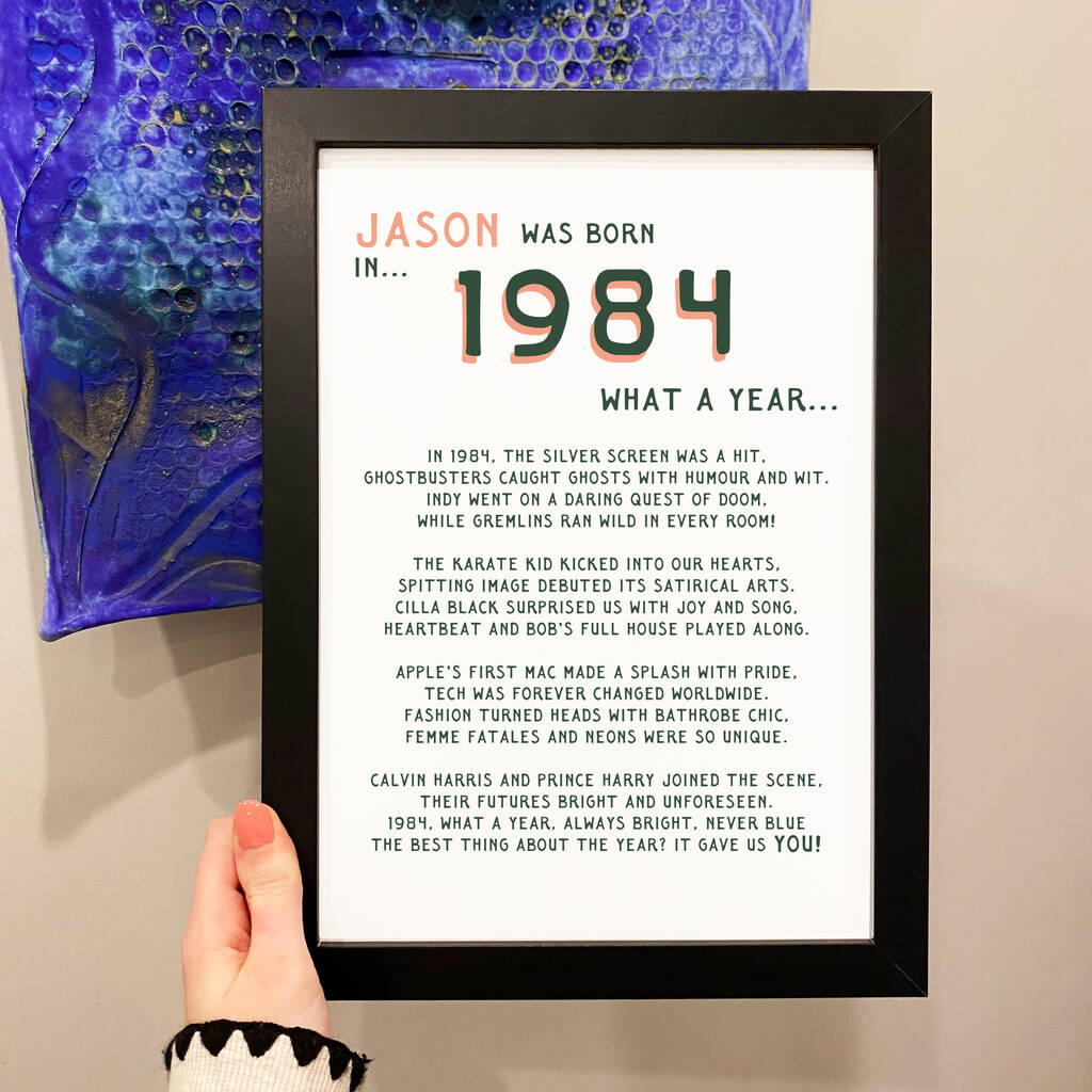 Personalised 40th Birthday Gift Print Poem Of 1984 By aFewHomeTruths