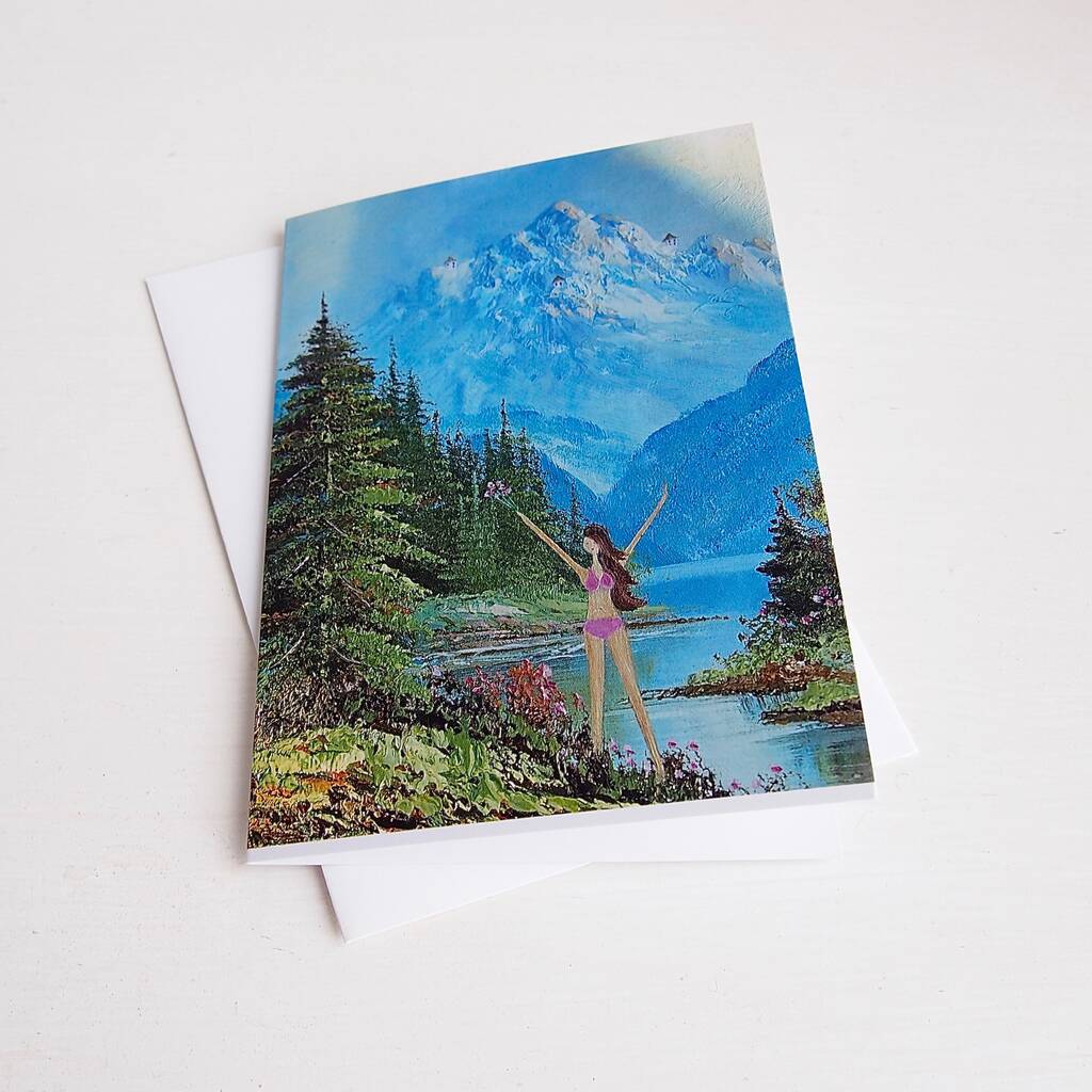 Girl In Mountains Landscape Birthday Card By Kabinshop ...