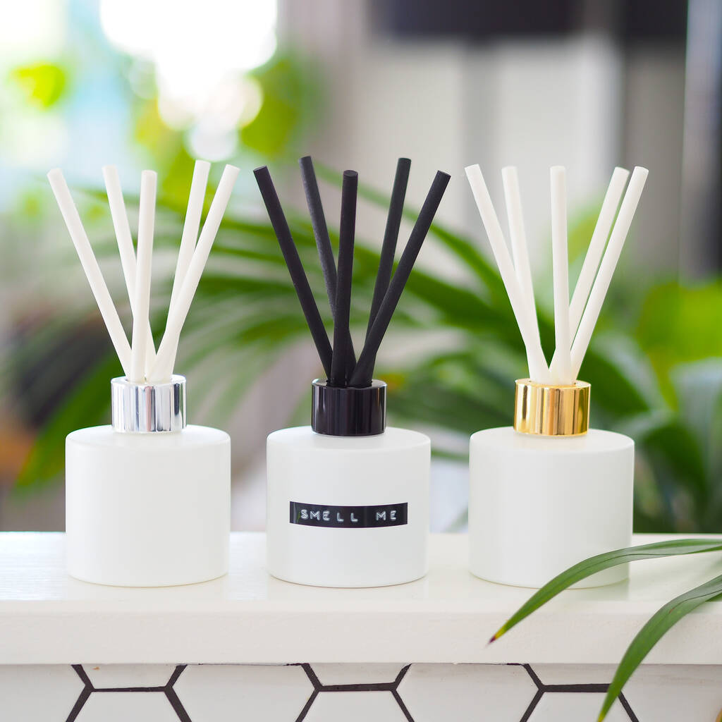 Personalised Matt White Diffuser Bottle And Reed Set By Oikku ...
