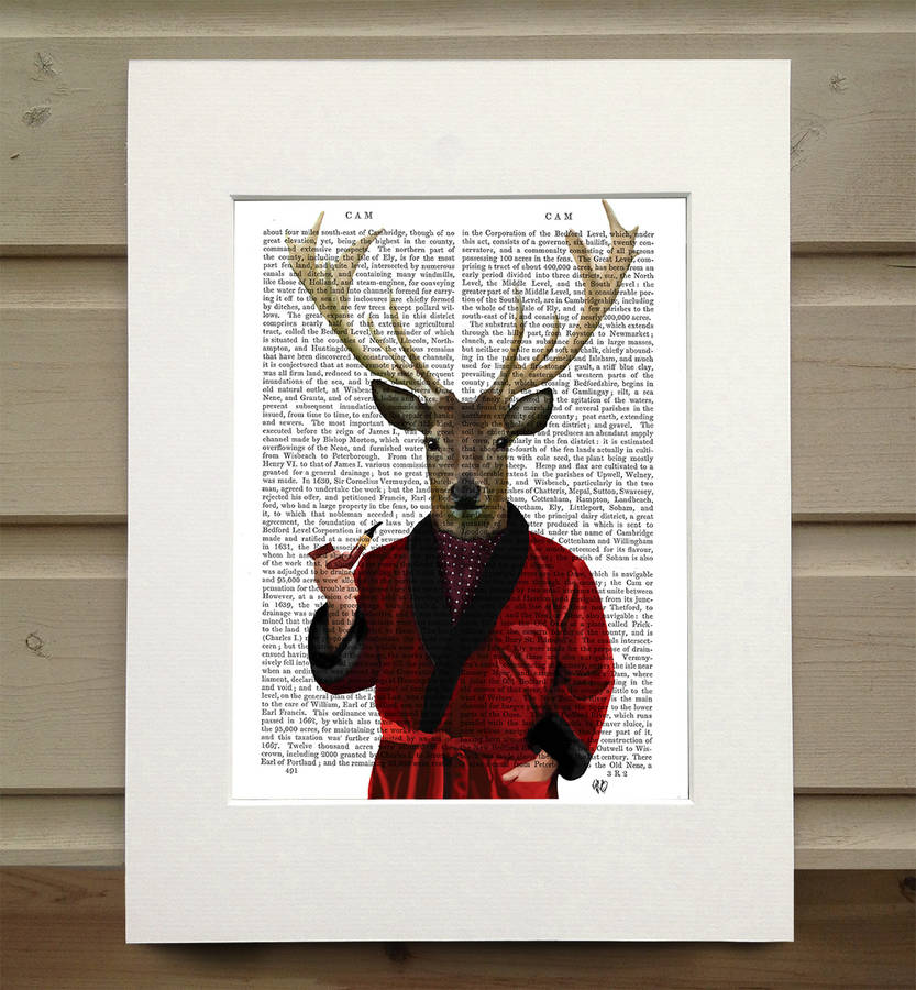 deer print, deer in smoking jacket by fabfunky home decor ...