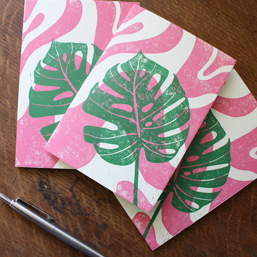 Psychedelic Monstera Hand Printed Greetings Card By Hannah Bigley ...