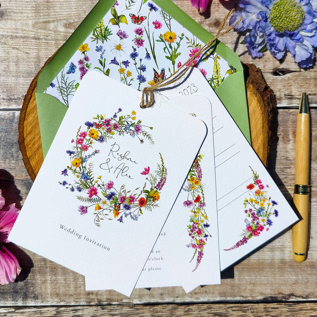 Wildflower Hand Tied Wedding Invitation Suite By Paper Willow