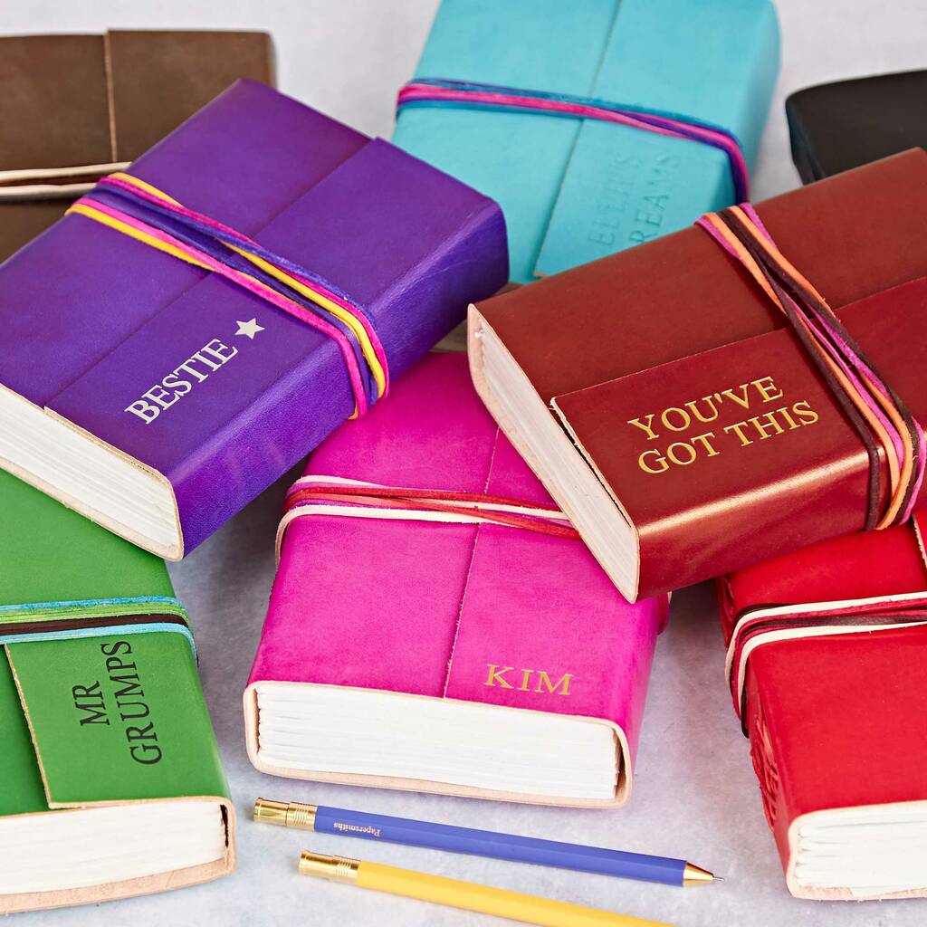 Personalised Distressed Three String Leather Journals By Paper High ...