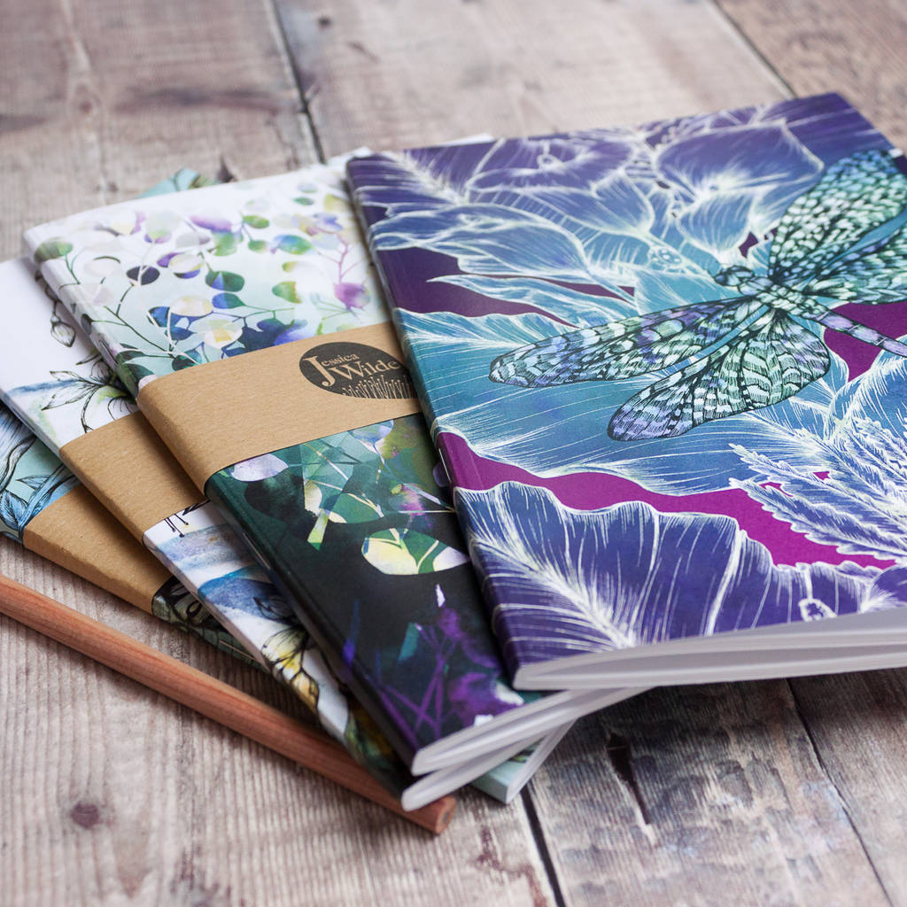 botanical a5 recycled plain notebooks | set of four by jessica wilde ...