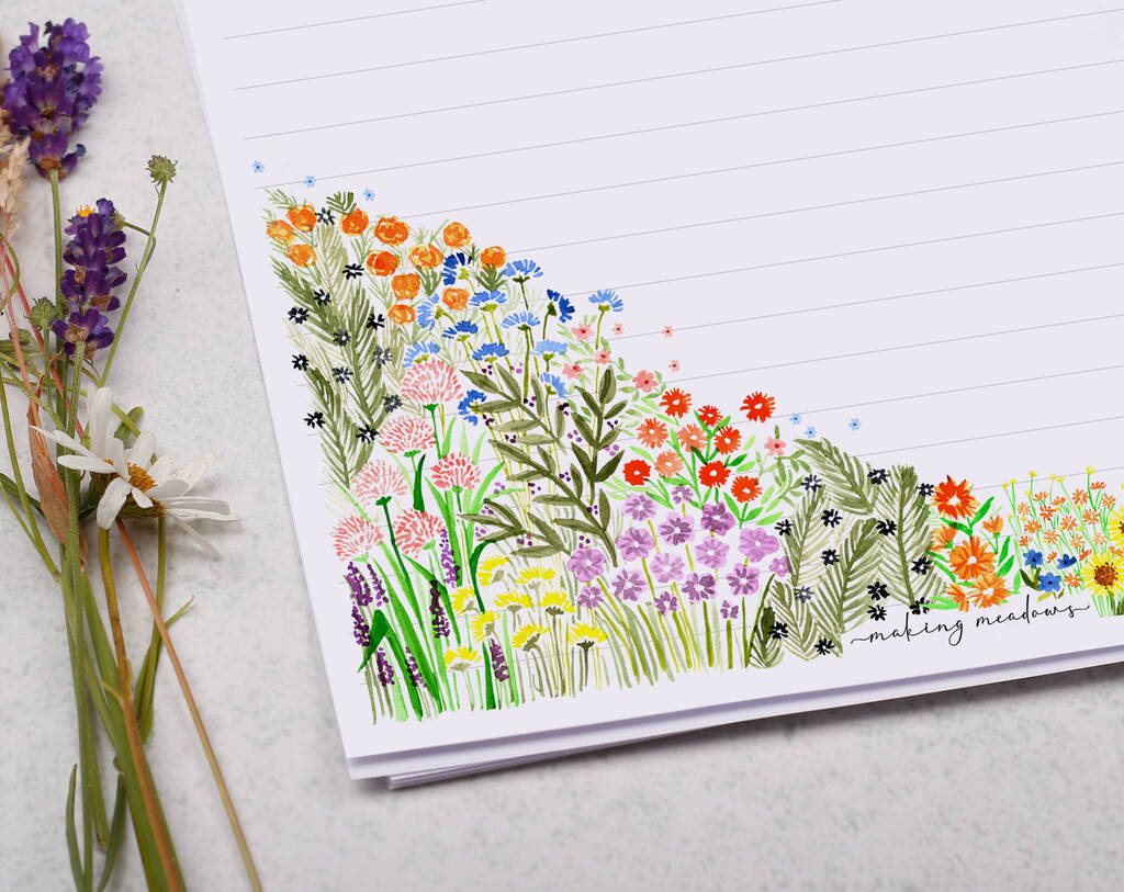 A4 Garden Flowers Letter Writing Paper By Making Meadows ...