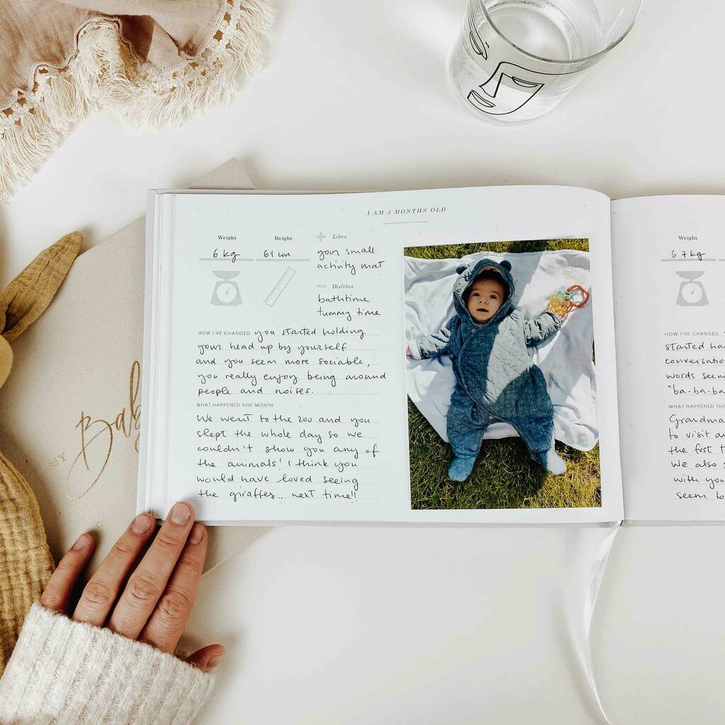 Baby Memory Book Little One Grey With Gold Foil By Blush And Gold Notonthehighstreet