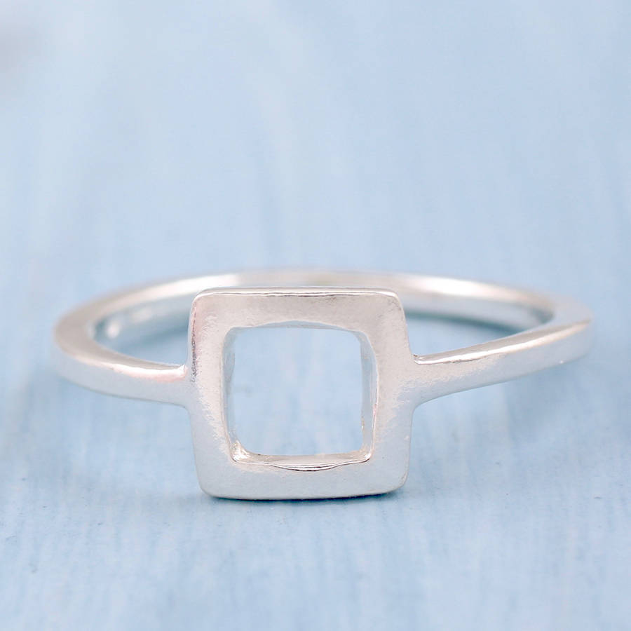 silver heart star triangle square geometric rings by louy magroos ...